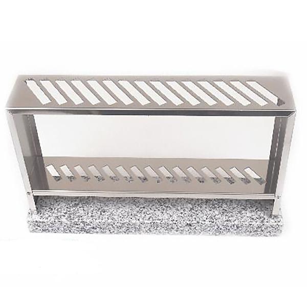 【送料無料】置くだけ　とてもかんたん自立式ミニ塔婆立て　白御影　15コマ　左向き自社工場加工だから「良品」サイズ39.7cm×9.8cm×ｈ23cm　重量約5kgステンレス塔婆立てに御影石をセットしました※長さ45cm×幅6cm×厚み１cm...