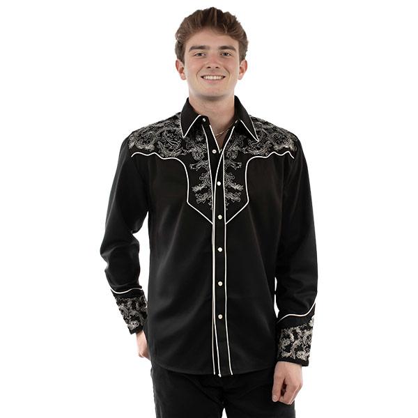 100年以上の歴史を持つ、老舗ウエスタンメーカー「Scully(スカリー)」の長袖ウエスタンシャツです。前後の肩部分(ヨーク)と袖口の、コントラストの効いたペイズリー柄の刺繍が印象的なアイテム。フロントと袖口は、スナップボタン式です。お手入...