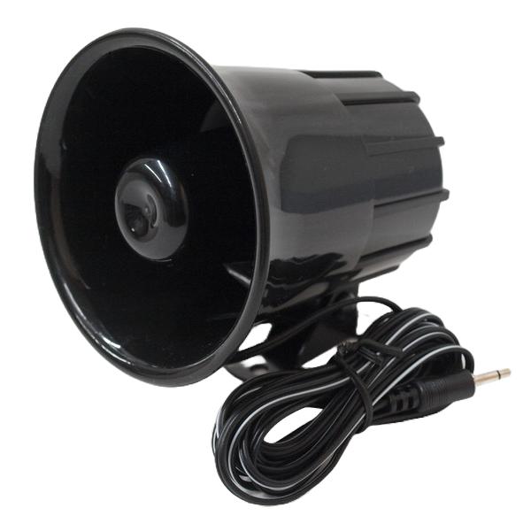 無線機用スピーカー6.4Ω　１０W　ケーブル３ｍ直径１０５ｍｍ　長さ110ｍｍ　高さ115ｍｍトランペット型スピーカー。無線機本体に接続してスピーカーを近くに置けば、音声が聞きやすくなります。※室内専用です。防水にはなっていません。