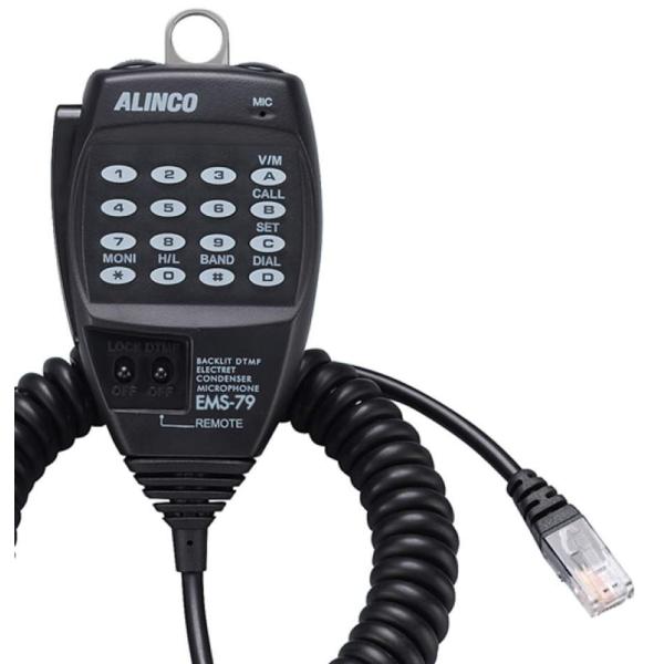 DR-735用エレクトレットコンデンサマイクＶＦＯとメモリー切り替え他基本操作のリモコン、周波数直接入力、ＤＴＭＦトーンエンコードなどができる照明キーパッド付エレクトレットコンデンサマイク