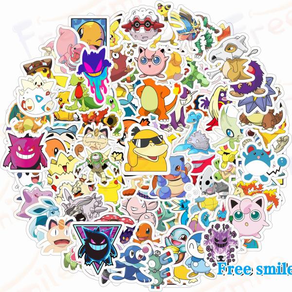商品コード：z636（Free smileショップ）サイズ 約3cm-5cm。PVC製。ユニークな絵柄100枚入ります。素材 ポケモンシール ポケットモンスター 優れたマット紙質を使って触り心地サラサラしてオシャレで可愛いシール仕上がりです...
