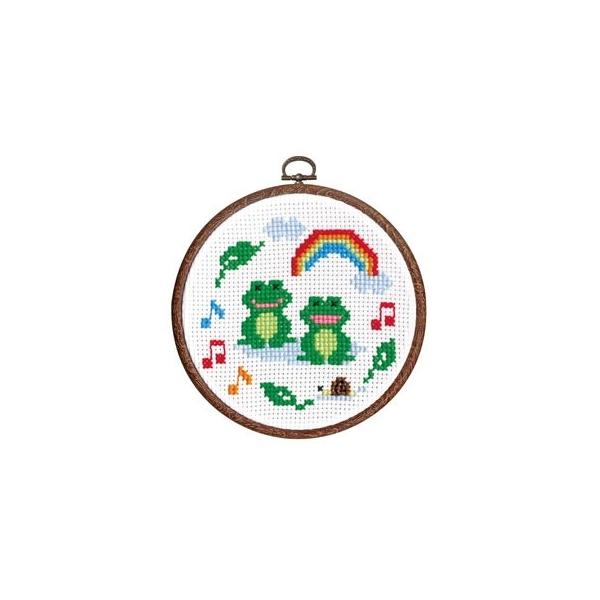 <出来上がり寸法>額内径：15.5cm<キット内容>25番ししゅう糸No.3000布 （ジャバクロス中目）（オフホワイト）クロス針おしゃれフープカラー図案付説明書<打込目数>9カウント／1インチ・約35目...