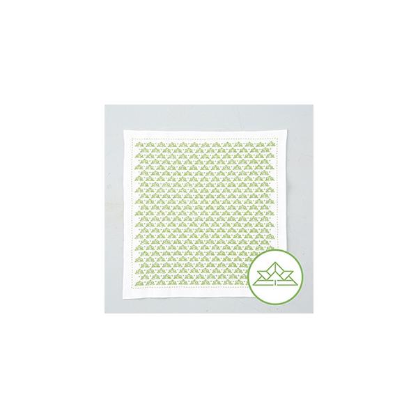 一目刺しの花ふきん「折り紙」刺し子糸<細>に最適な図柄、できました。<出来上がり寸法>約縦34cm×横34cm<キット内容>●刺し子糸<細>(綿100%)●晒木綿　(綿100%)●作り方説明書...