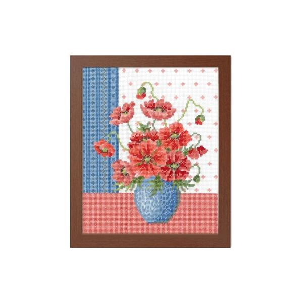 美しい花で彩られた部屋の風景を一枚の絵画のように表現しました。<出来上がり寸法>額外径:約35.1cm×41.8cm　額内径:約29.7cm×36.4cm<デザイン>オノエ・メグミ<キット内容>２５番しし...