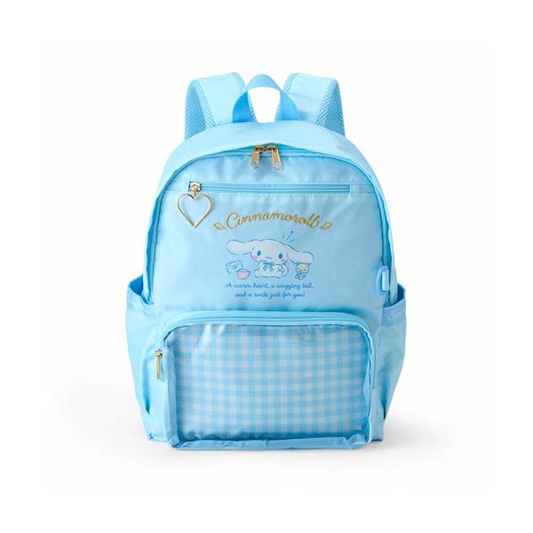 サンリオ キッズリュックLサイズ シナモロール(シナモン) (子供用リュックサック) 505935 【ブルー チェック柄 透明窓付き バッグ グッズ プレゼント】★株式会社サンリオ 社製・サンリオ オリジナルの公式グッズ★サンリオの正規卸ル...