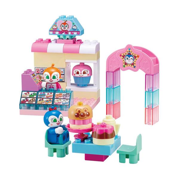 Blocklabo ブロックラボ ドキンちゃんとコキンちゃん♪キラキラおみせブロックバケツ 【人形 お店屋さん スイーツ ケーキ屋さん おままごと 知育玩具】ピンク・ブルー・パープルのクリアパーツ入りで、キラキラかわいいお店屋さんを作ること...