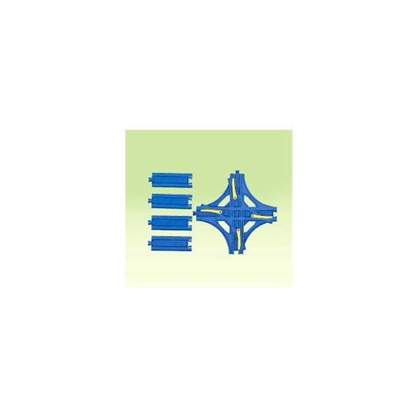 プラレール R-14 交差ポイントレール 【レール部品 電車 鉄道玩具 タカラトミー】全てのレールの規格が統一されているので、いろいろ繋げて楽しいレイアウトが作れます。交差ポイントレール1個、1/2直線レール4本入り。■メーカー：タカラトミ...