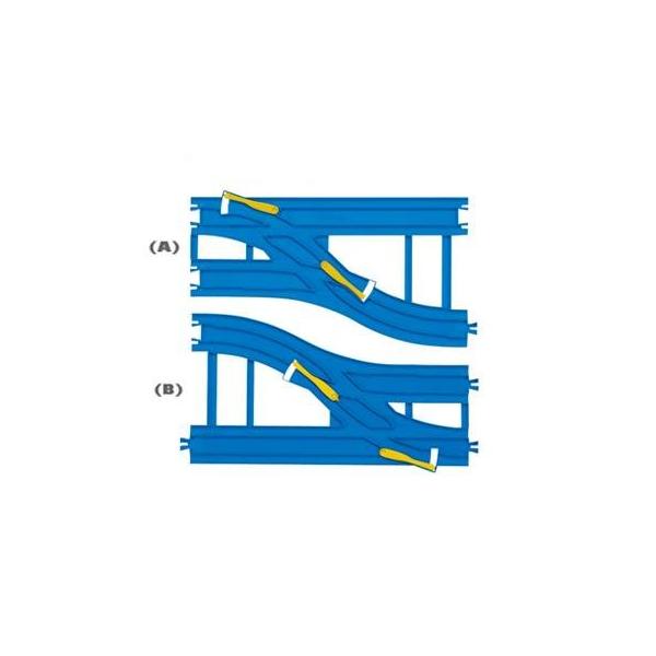 プラレール R-15 複線幅広ポイントレール 【レール部品 電車 鉄道玩具 タカラトミー】1/2直線幅と複線の幅をつなぐことが出来るポイントレールです。複線レイアウトから駅を設置する際などさまざまな場面で利用可能です。1/2直線幅（Y字ポイ...