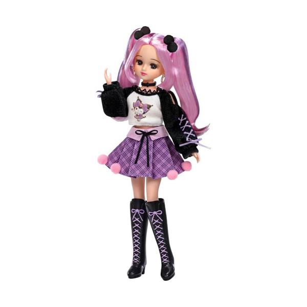 リカちゃん ドール LD-11 クールなクロミ 【サンリオ イヤリング チョーカー クツ ドレス 着せ替え人形 人形本体 玩具 プレゼント タカラトミー】人気のクロミとコラボしたクールなリカちゃん!クロミデザインの肩出し黒トップスにパープル...
