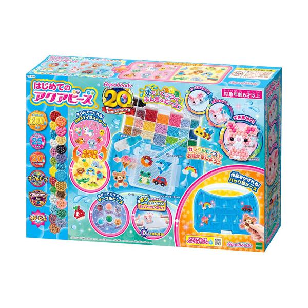 アクアビーズ はじめてのアクアビーズ AQ-S100 【初心者セット 初めてセット 収納ケース 水でくっつく ビーズ手芸 ビーズアート 工作 玩具】「アクアビーズ」は水でくっつく不思議なビーズ！カラフルビーズでお絵かきしよう♪●ケース・ポッ...