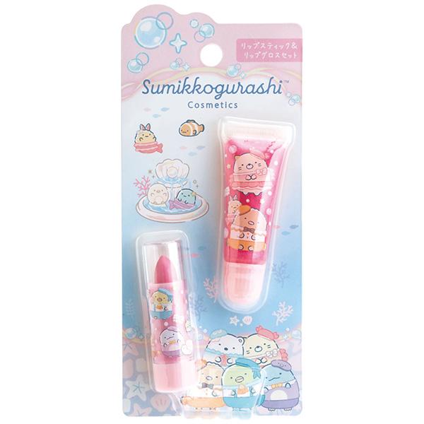 すみっコぐらし リップスティック＆リップグロスセット (ぺんぎんラグーン(A)) FE43401 【コスメ お化粧遊び 大人用 子供用 キッズ すみっこぐらし 雑貨 グッズ ギフト】ついついおでかけしたくなる♪定番のリップセットができました...