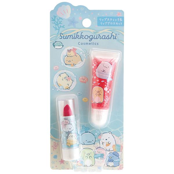 すみっコぐらし リップスティック＆リップグロスセット (ぺんぎんラグーン(B)) FE43402 【コスメ お化粧遊び 大人用 子供用 キッズ すみっこぐらし 雑貨 グッズ ギフト】ついついおでかけしたくなる♪定番のリップセットができました...