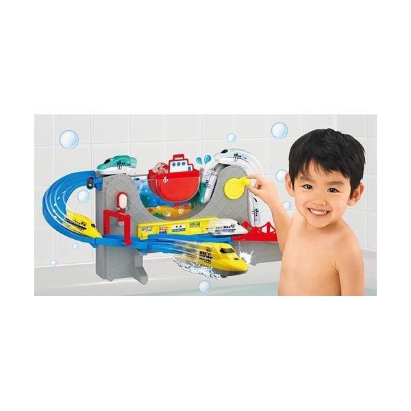 おふろDEミニカー すすめ! 海底トンネル! 北海道新幹線はやぶさ&amp;ドクターイエローセット 【色が変わる お風呂でミニカー お風呂玩具 バストイ 電車 知育玩具】おふろのお湯と氷水で何度でも繰り返し色が変わる不思議なミニカーとレール...