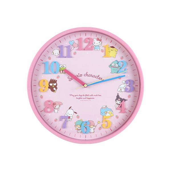 サンリオ ウォールクロック サンリオキャラクターズ (壁掛け時計) 100781 【ピンク 苺柄 イチゴ グッズ 雑貨 誕生日 クリスマス プレゼント ギフト 玩具】★株式会社サンリオ 社製・サンリオ オリジナルの公式グッズ★サンリオの正規...