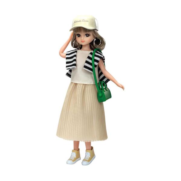 リカちゃん ドール LD-14 パークプレリュード 【着せ替え人形 きせかえ人形本体 スカート カーディガン イヤリング バッグ 帽子 靴 玩具】公園や街にお出かけするようなリアルクローズ系コーディネート。肩掛けしたり腰に巻いたりできるカー...