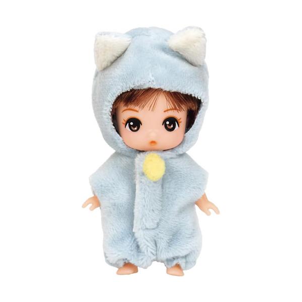 リカちゃん ドール LD-25 なかよしみつご げんくん 【赤ちゃん 三つ子 弟 ブルー 猫耳 ねこ おむつ スタイ 哺乳瓶 ベビーウェア 着せ替え人形 本体 玩具 プレゼント】ブルーのネコさんのベビーウェアがかわいい、リカちゃんのみつごの...