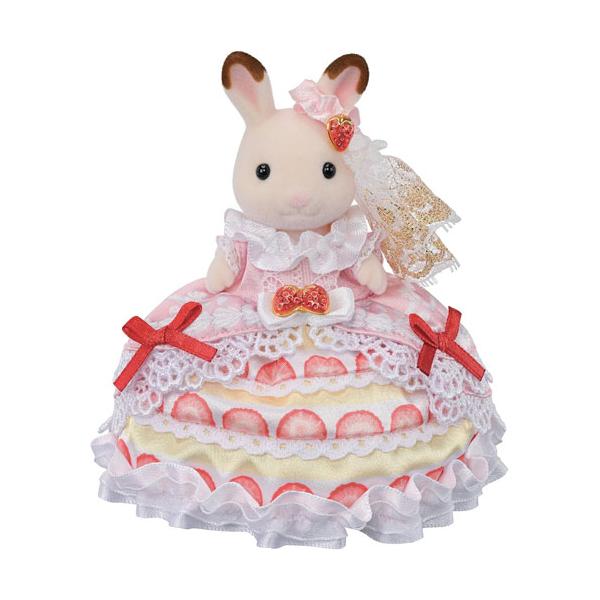 シルバニアファミリー 人形 ハッピーバースデーフレア ストロベリーケーキドレス C-80 【椅子付き ショコラウサギの女の子 動物 フィギュア 玩具 エポック社】ショコラウサギの女の子 フレアの誕生日を祝う特別な商品です。ショコラウサギの女...