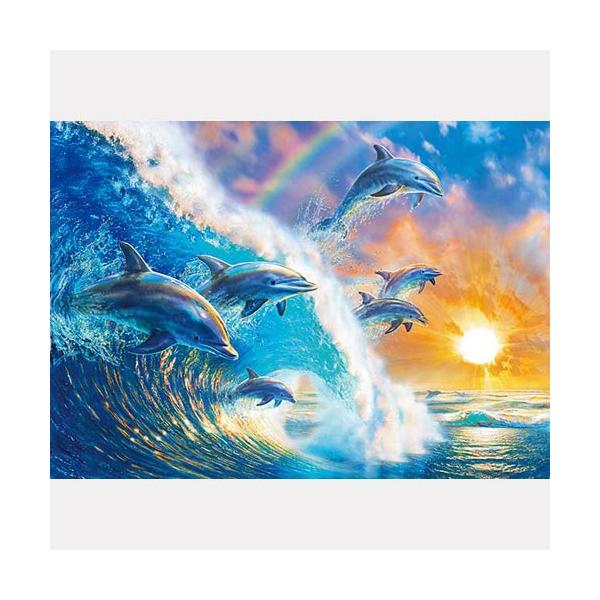 ジグソーパズル 500ピース マリンアート ドルフィンウェーブ 500-304 【Adrian Chesterman アップルワン】躍動感あふれるイルカのパーティウェーブ！ピース数 500ピース商品番号 500-304仕上りサイズ 53×3...