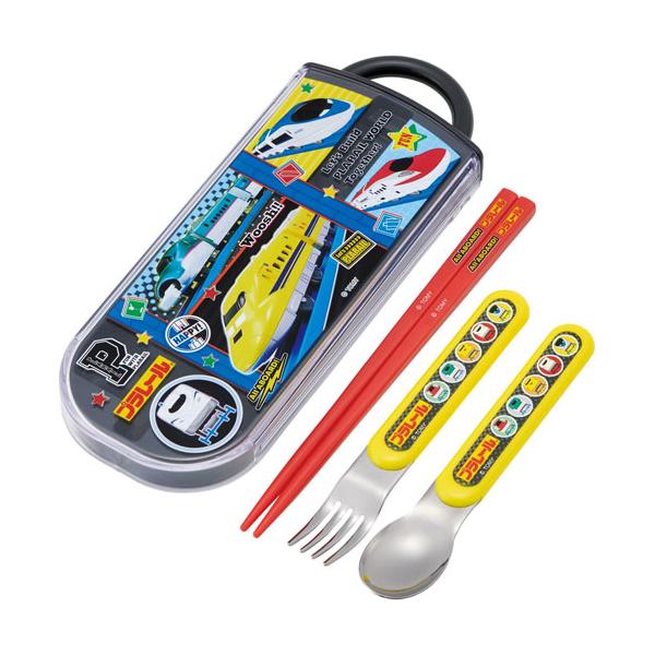 プラレール (26 電車 新幹線) 食洗機対応 スライド式トリオセット (箸 フォーク スプーン ケース お名前シール付属) TACC2 【おはし 給食 お弁当】キッチン用品で国内大手のスケーター株式会社の商品です!食器洗い乾燥機OKのお箸...