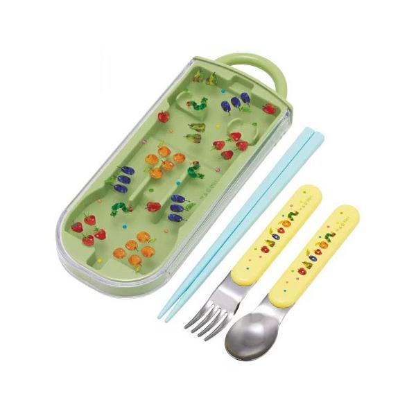 はらぺこあおむし (フルーツパターン) 食洗機対応 スライド式トリオセット (箸 フォーク スプーン ケース お名前シール付属) TACC2 【おはし 給食 お弁当】キッチン用品で国内大手のスケーター株式会社の商品です!食器洗い乾燥機OKの...