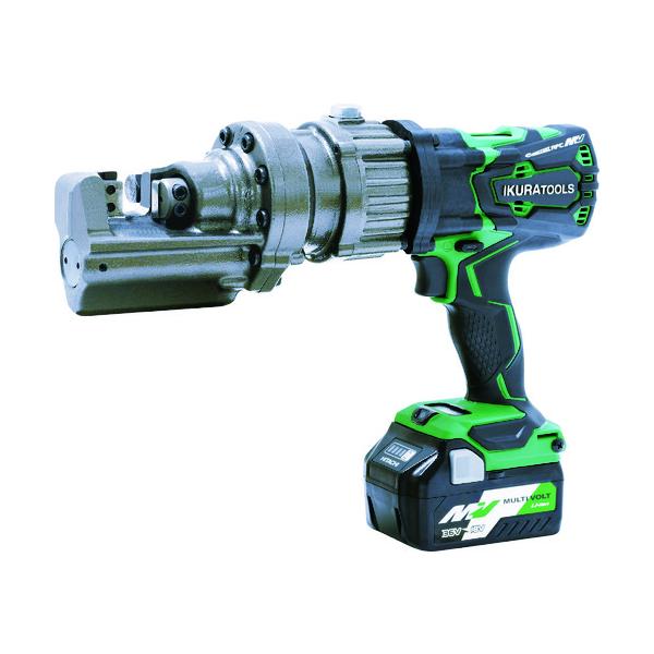 育良精機 コードレス鉄筋カッター ISK-RC16LE は φ16 までの鉄筋切断に対応する電動油圧式コードレスカッターです。36V バッテリー搭載により AC100V 並みの高出力で安定した切断性能を発揮します。最大 φ16 鉄筋（SD3...