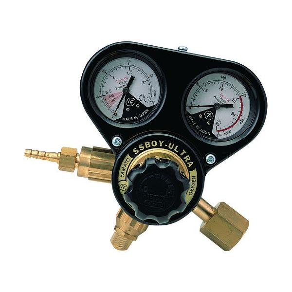 ヤマト産業 酸素調整器（関東式） SSボーイウルトラ SSBU-OXE（乾式安全器内蔵型）です。逆止弁・遮断弁が連動して、ガスの通路を遮断し、逆火を防止できます。新JIS対応品です。乾式安全器内蔵タイプです。1次側使用圧力：2〜15MPa2...