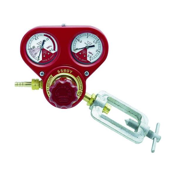 ヤマト産業 アセチレン調整器 SSボーイ SSB-ACです。圧力計カバー付です。新JIS対応品で高い安全性を誇ります。1次側使用圧力：0.4〜2.5MPa2次側使用圧力：0.02〜0.098MPa