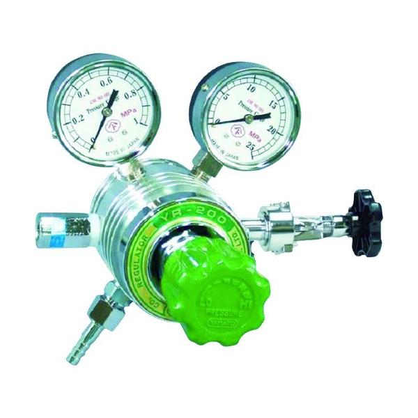 ヤマト産業 フィン付圧力調整器（炭酸ヨーク枠付） YR-200-R-B-Y01HG03-CO2（炭酸ガス用）です。アルミフィンで凍結を防止します。減圧時に温度降下するガスに最適です。大気熱エネルギーを利用するため電源が不要です。1次側使用圧...