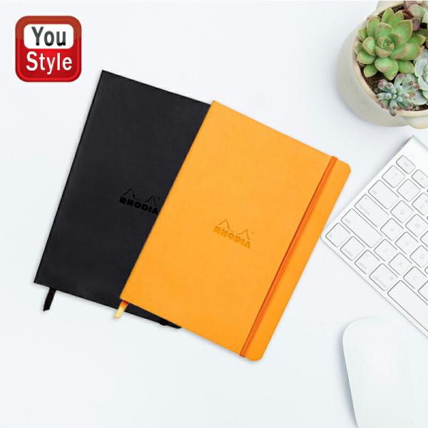 ロディア RHODIA ウェブノートブック合皮メモ帳  A4 210mm*297mm 192ページ(96枚) 横罫 /ドット オレンジ/ブラック 118368/118369/118868/118869