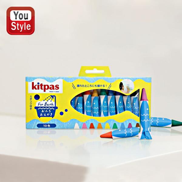 日本理化学工業 RIKAGAKU おふろ用シリーズ キットパス kitpas for Bath10色セット スポンジ付き FB-10C 日本製 安心 安全 男の子 女の子 お風呂タイム お絵かき プレゼント ギフト
