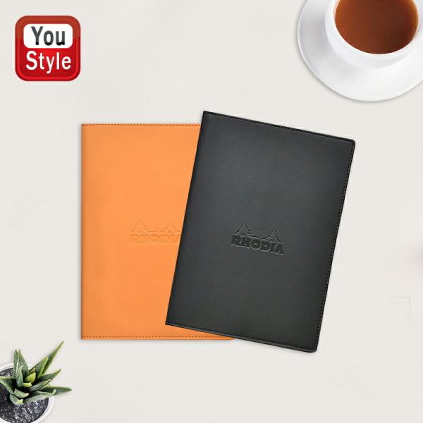 ロディア RHODIA エピュレカバー付ホチキス留め合皮メモ帳 ePURE  158mm*220mm A5 方眼罫  オレンジ/118158 ブラック/118159