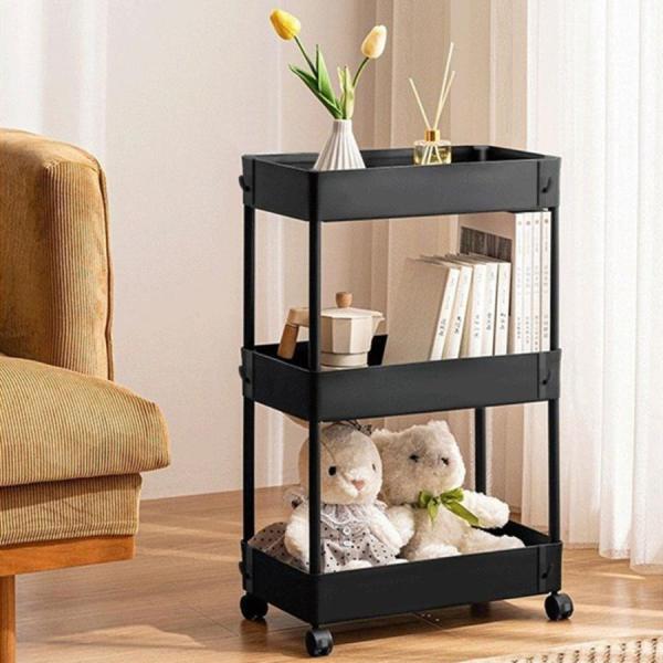 【仕様】本体サイズ(約)：幅35×奥行き21×高さ59cm重量(約)：1.75kg総耐荷重(約)：60kg（1段あたり20kg）材質：パイプ/スチール、カゴ/ポリプロピレンカラー：ブラック【商品内容】本体×1【特徴】●3段式・収納力抜群総耐...