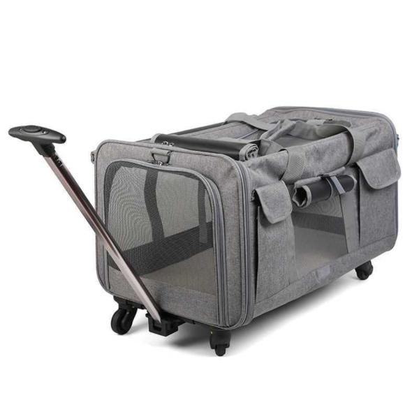 【仕様・寸法】寸法：L60×W39×H43cm。持ち手：88cm重量: 3.56kg。素材：アルミ合金、オックスフォード生地、ナイロンメッシュ推奨体重：18kg以下の中小型犬・猫・うさぎ等【通気性・視認性】 天面、側面、前後には通気性の良い...
