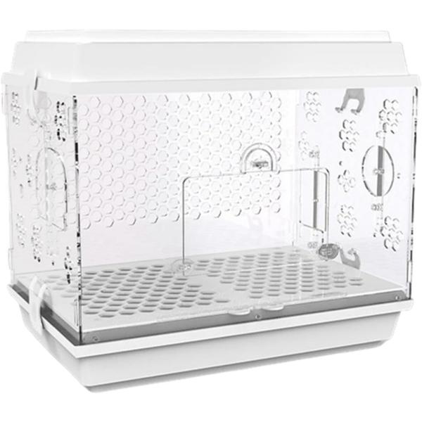 材質：アクリルサイズ：47*30*42.5cm【セット】ケージ本体、自動給餌器x1、自動給水器x1、止まり木x2、はしごx1などで構成されています。簡単分離のデザインので、お手入れ時には、取り外し可能なボトムトレー楽に分離できて、スッキリと...