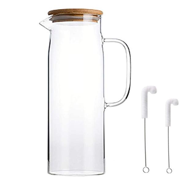 【たっぷり容量】実用容量は1500ml、来客があったときなど、お客様にお茶やお水をお出しする際に、おしゃれなガラスピッチャーから注ぐと、なんだかお店みたいでステキです。【耐熱ガラス製】ホウケイ酸塩と耐熱ガラスで作られて、温度差に耐えることは...