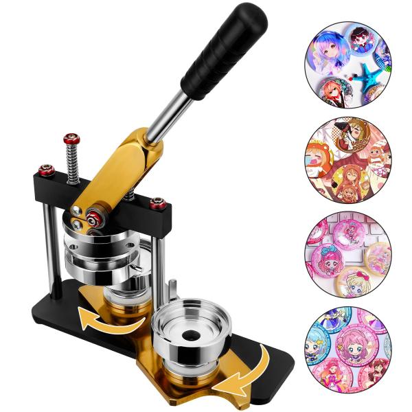 缶バッジマシーン 缶バッジ製造機 新型回転ステージ DIYバッジマシン  58mmバッジ素材 100個付き 手芸 手作り 業務/アニメ/アイドル/グッズ (58mm)