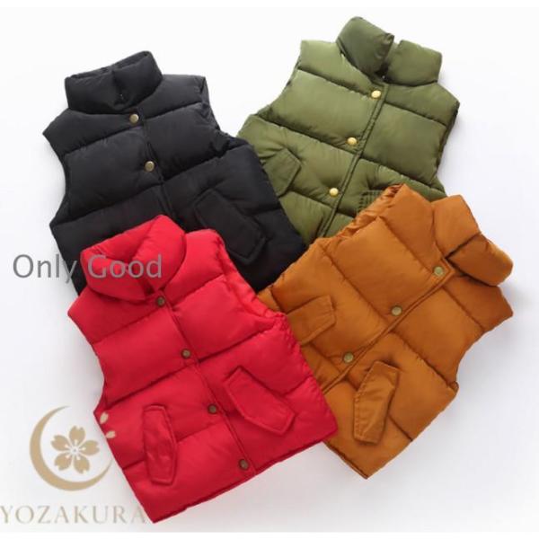 【品名】:キッズ中綿ベスト【素材】:ポリエステル【充填物】:ポリエステル【カラー】：全5色【サイズ】：100-160【季節】:秋、冬