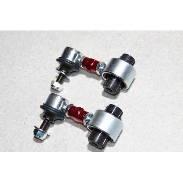 車高を落とした時にスタビ角の調整にお奨め ネジ間で　８５〜９０ｍｍダウン量で１５〜４５ｍｍをターゲットにしています。車高ダウン時は必ずつけてほしいパーツです。ピロタイプより、異音、サビに強いボールジョイントと、ブッシュタイプになっています。...