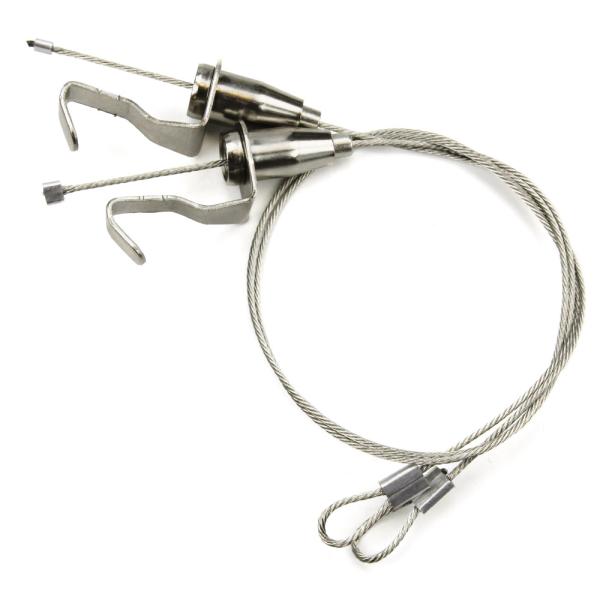 商品仕様：■状態：新品  未使用■U型、吊り下げ式、ピクチャーレール ワイヤーフックです。■材質：ステンレス鋼。サイズ：長さ1.0m、直径1.5mm。2本セットです。