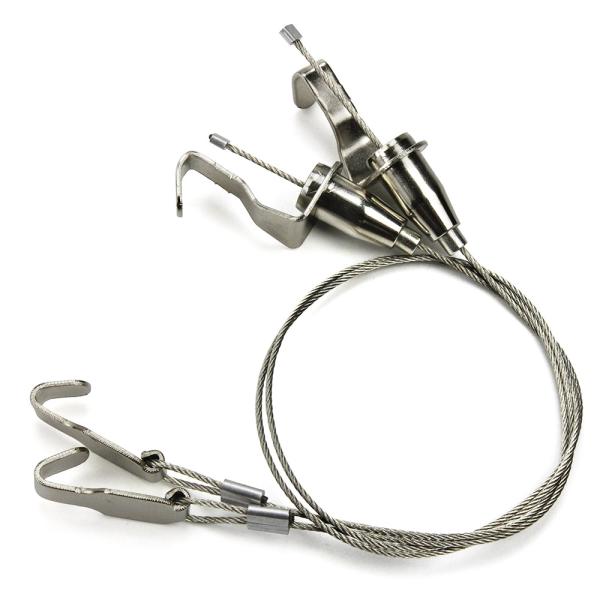 商品仕様：■状態：新品  未使用■U型、吊り下げ式、ピクチャーレール ワイヤーフックです。■材質：ステンレス鋼。サイズ：長さ1.0m、直径1.5mm。2本セットです。