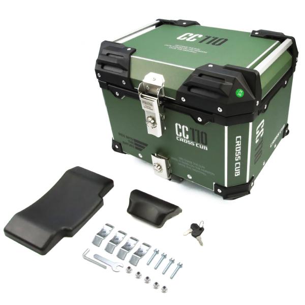 商品仕様：■状態：新品　未使用■クロスカブ110対応 リアボックスキット■容量：約45L■材質：ステンレス■カラー：グーリン■防水仕様■キーロック対応■バックレスト付き■内張り付き■取付ベース付き■1枚目の写真は出品商品の全てになります。■...