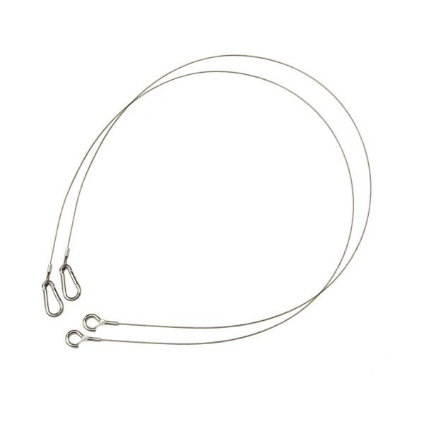商品仕様：■社外新品　未使用品■ワイヤー長さ：約1m■ワイヤー直径：約φ1.5mm■フックサイズ：約φ4mm（M4カラビナ）■材質：ステンレスワイヤー＋金属フック■両端フック付きワイヤーロープ