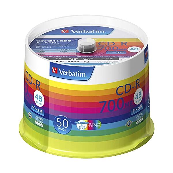 品種:データ用 CD-R容量:700MB1回記録用盤面印刷:○ホワイト / 範囲:23mm-118mmワイド倍速:48倍速、ケース:スピンドルケース、入り数:50枚