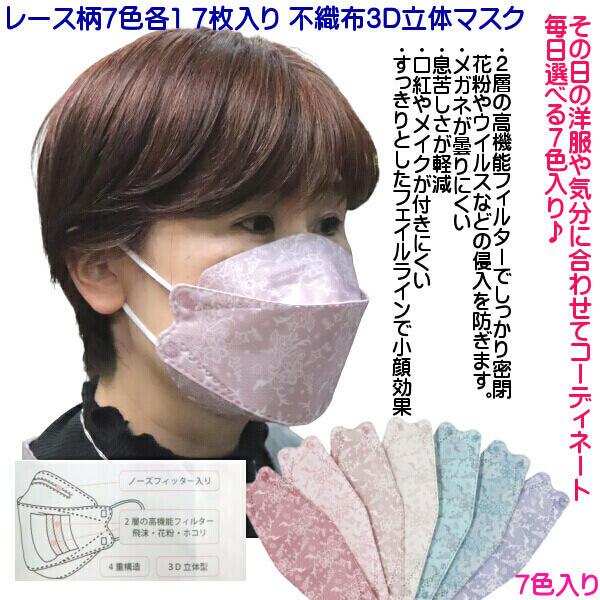 お洒落な レース柄 不織布 マスク 立体3D 小顔効果 綺麗な色目 7 お洒落な レース柄 不織布 マスク 立体3D 小顔効果 綺麗な色目 7