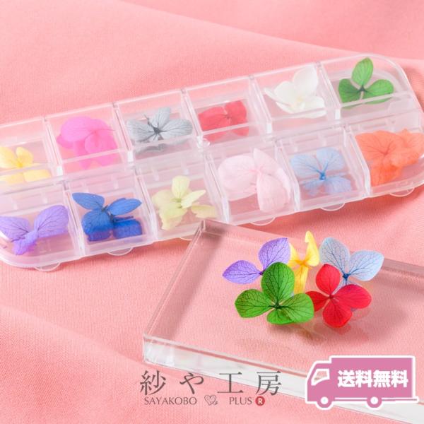 本物の紫陽花の押し花です。色ごとにケースに入れてあります。天然素材のため、形やサイズに個体差があります。【内容詳細】ドライフラワー 封入パーツ アジサイ 12色 ジェルネイル   紫陽花  レジンパーツ レジン材料    アクセサリーパーツ...