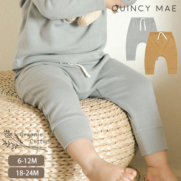 商品名：オーガニックコットン ベビー パンツ QUINCY MAEサイズ・・・6-12M(70-80cm):総丈35cm ウエストゴム上がり36cm 股上19cm 股下17cm18-24M(80-90cm):総丈43cm ウエストゴム上がり...