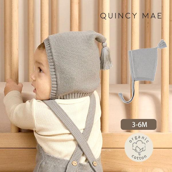 商品名：オーガニックコットン ベビー ニット ピクシーボンネット QUINCY MAEサイズ・・・3-6M(頭囲 40-42cm):高さ17cm 幅14cm 紐20cm6-12M(頭囲 42-46cm):高さ19cm 幅16cm 紐20cm...