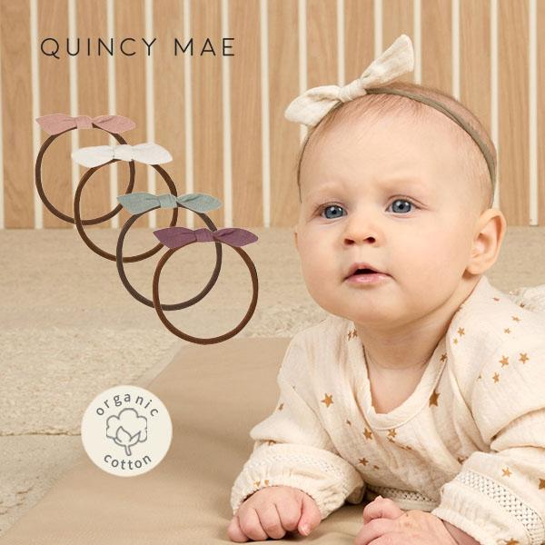 商品名：オーガニックコットン ベビー ガーゼ結び ヘアバンド QUINCY MAEサイズ・・・リボン10×1.5cm ゴム上がり22cm※衣料品の特性上、個体差がある旨ご了承ください。素材・・・オーガニックコットン100％・ガーゼバンド部分...