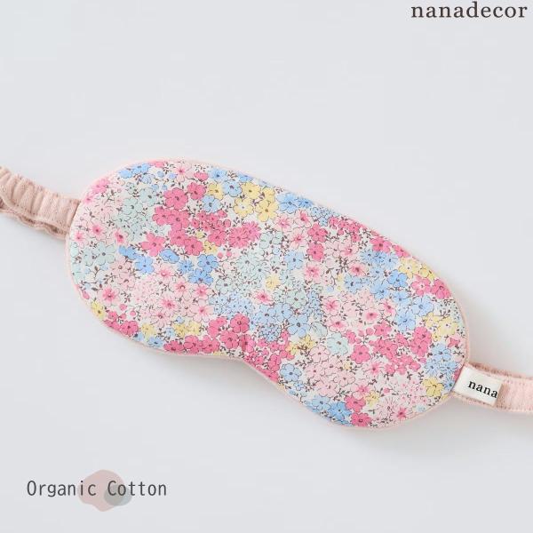 商品名：オーガニックコットン アイマスク フラワープリント オルテンシア nanadecorサイズ・・・フリー:縦8cm 横18cm ゴム36cm※衣料品の特性上、個体差がある旨ご了承ください。素材・・・肌面:オーガニックコットン100％・...