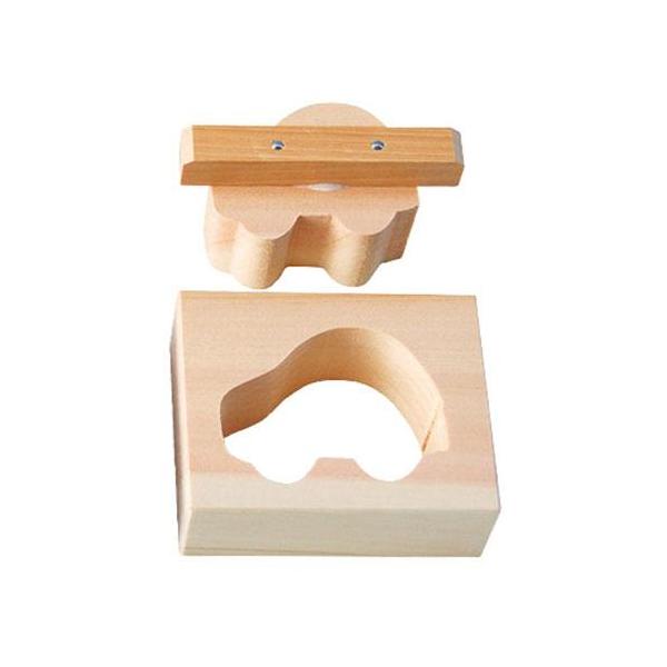 国産ひのきを使用した物相型です。物相型（もっそうがた）は抜き型とも言い、ご飯を成型するための型で、普段のお弁当や松花堂のお弁当に好評です。型にご飯を詰めて、押し蓋で押し出し使用します。可愛らしいくるま型です。サイズ： 本体約9×7.5×H3...